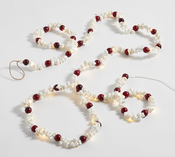 Popcorn & Cranberry String Lights Garland | Pottery Barn