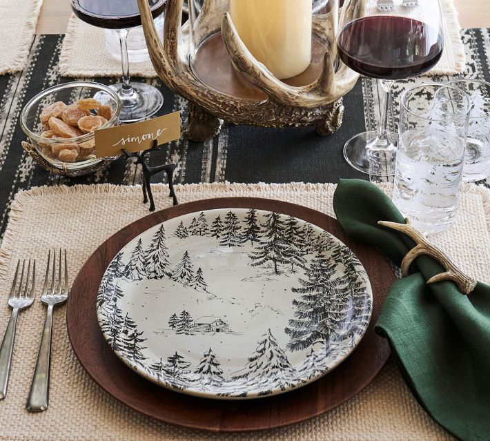 Rustic Forest Stoneware Dinner Plates - Set of 4 | Pottery Barn