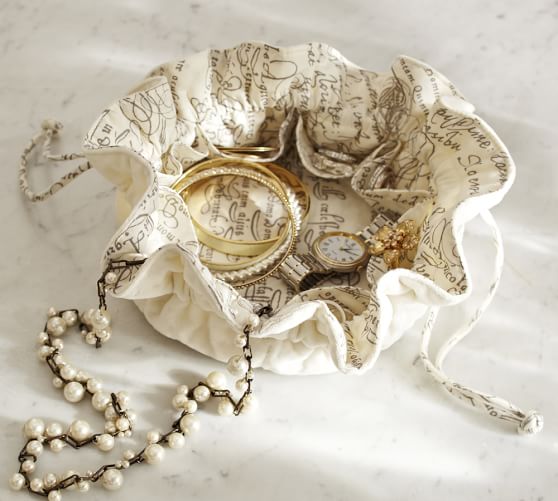 Diamond Quilted Velvet Jewelry Pouch | Travel Accessories | Pottery Barn