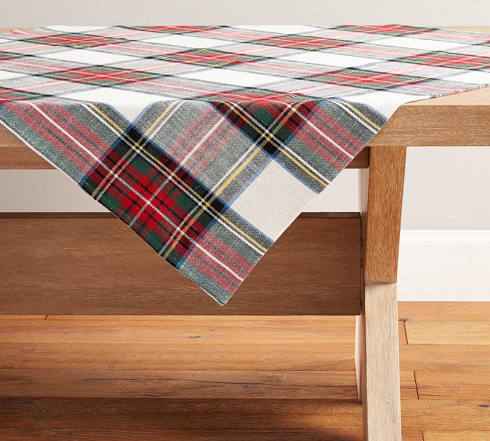 Stewart Plaid Cotton Table Throw | Pottery Barn