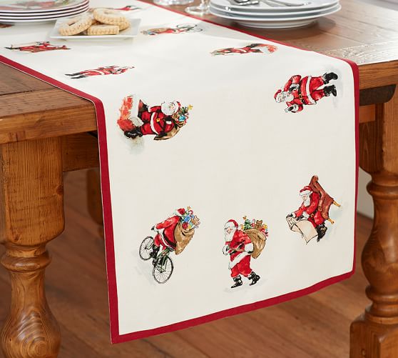 Painted Santa Claus Table Runner | Pottery Barn
