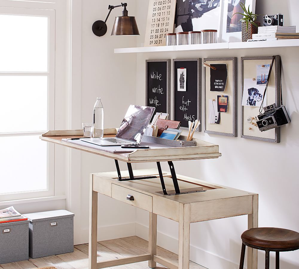 Gray Blythe Linen Desk, Pinboard | Pottery Barn
