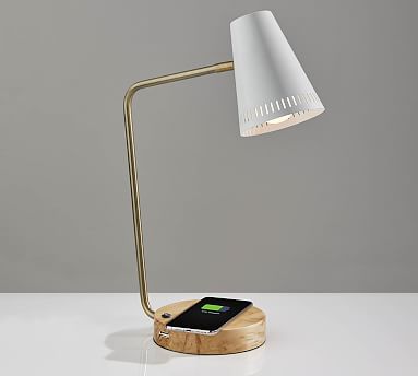 Weatherford Wood Charge Task Table Lamp | Pottery Barn