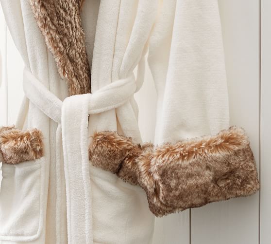 Faux Fur Hooded Bath Robe | Pottery Barn
