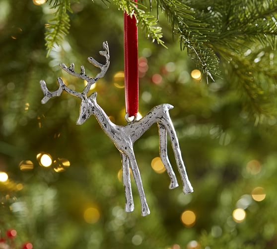 Sculpted Reindeer Christmas Ornament | Pottery Barn