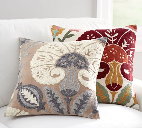 Eloise Crewel Embroidered Decorative Pillow Cover | Pottery Barn