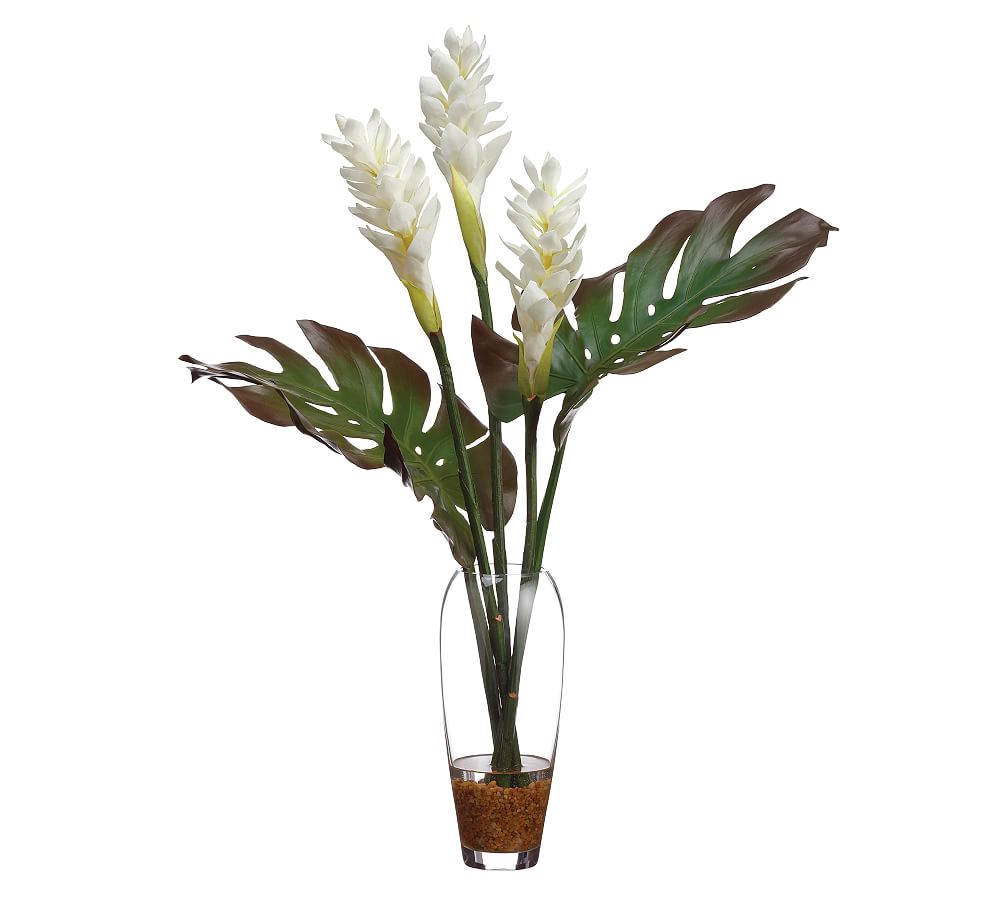 Faux Hawaiian Ginger Arrangement - White | Pottery Barn