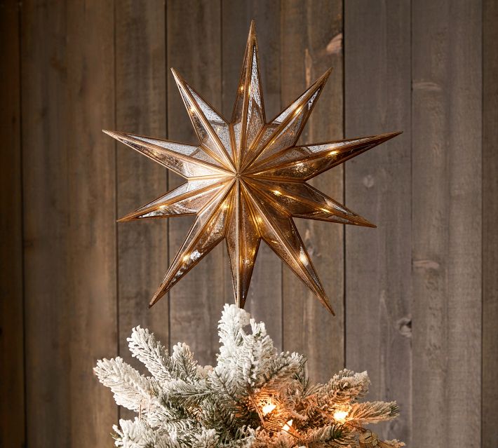 Lit Mirrored Star Tree Topper | Pottery Barn