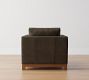 Jake Leather Brindle Wood Base Chair | Pottery Barn