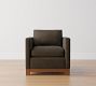 Jake Leather Brindle Wood Base Chair | Pottery Barn