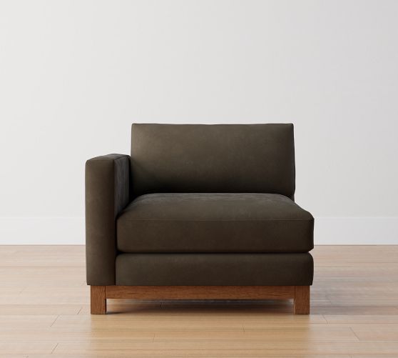 Build Your Own Jake Leather Brindle Wood Base Sectional | Pottery Barn