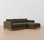 Jake Leather Brindle Wood Base Chaise Sectional (111"–121") | Pottery Barn
