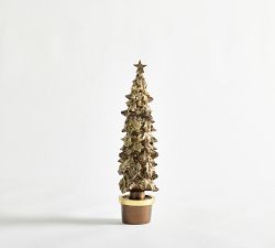 Handcrafted Gold Glitter Decorative Trees | Pottery Barn