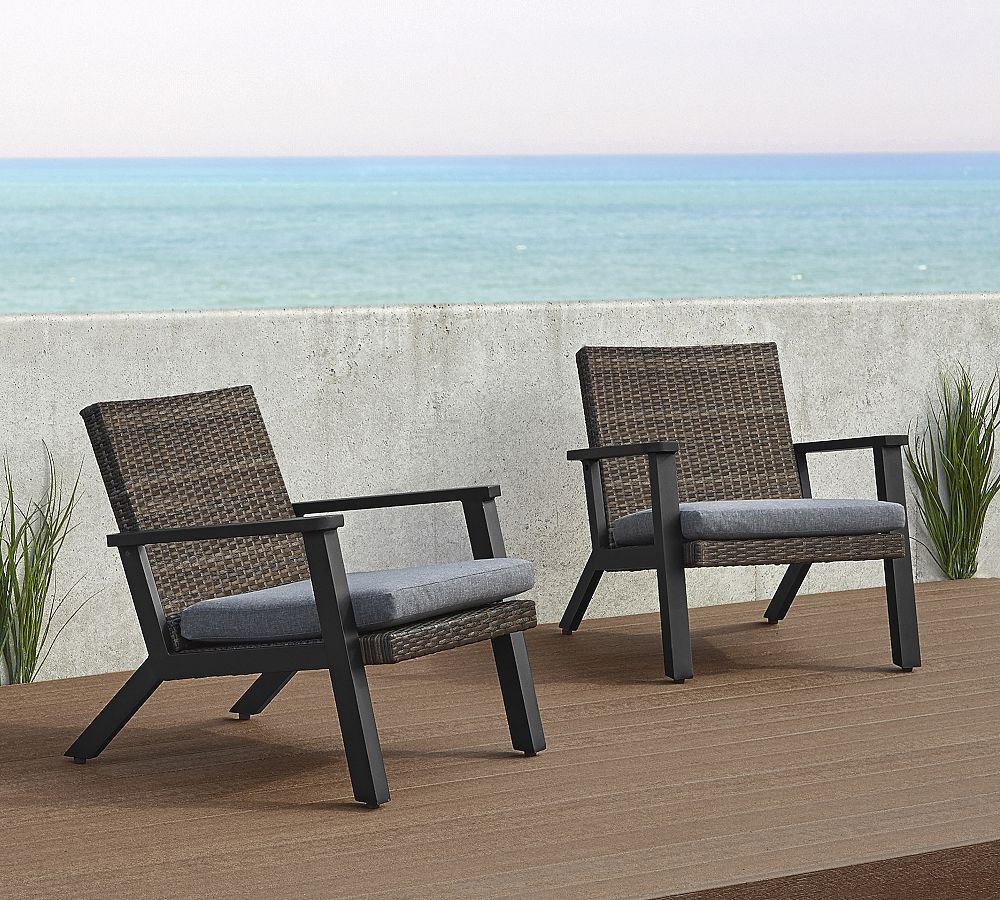 Beta Wicker Outdoor Lounge Chairs, Set of 2 | Pottery Barn