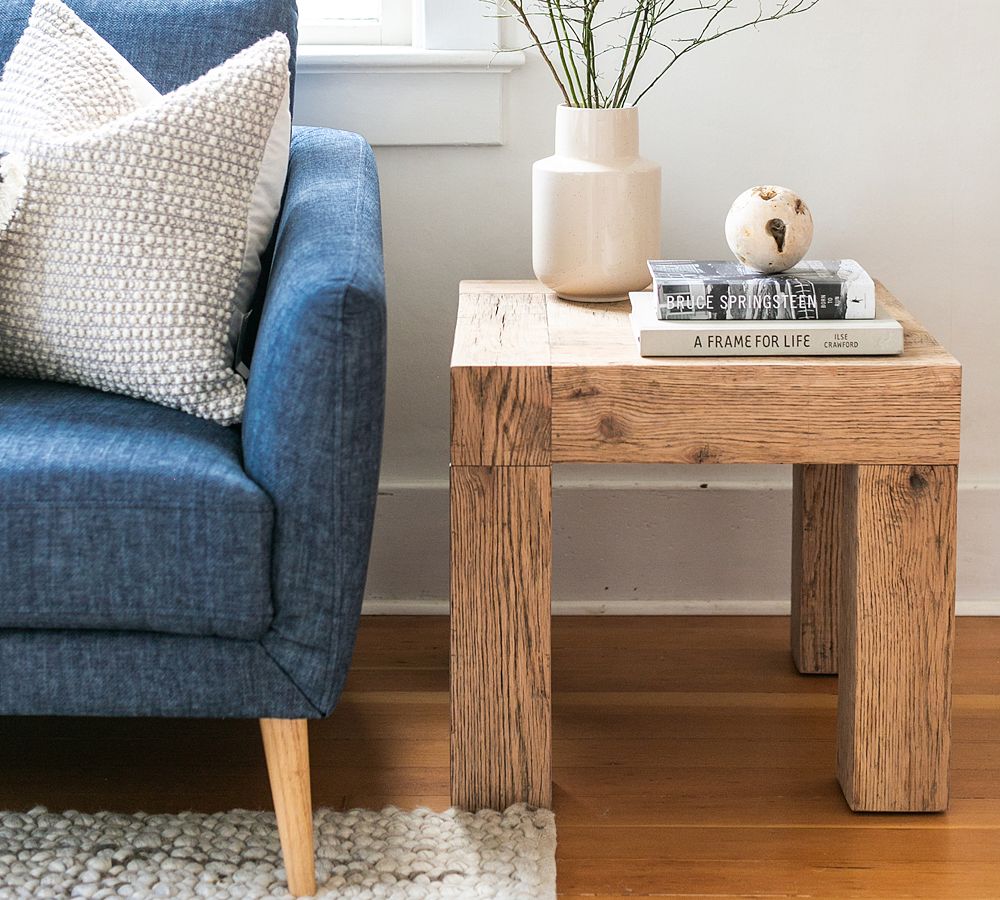 Finnegan Square Reclaimed Wood Side Table | Pottery Barn