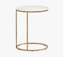 Delaney Oval Marble C-Table (19") | Pottery Barn
