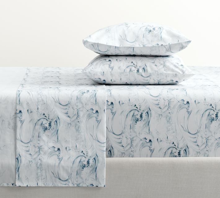 Stinson Wave Percale Sheet Set | Pottery Barn