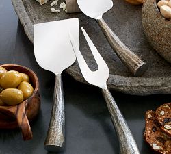 Rustic Stainless Handcrafted Steel Cheese Knives - Set of 3 | Pottery Barn