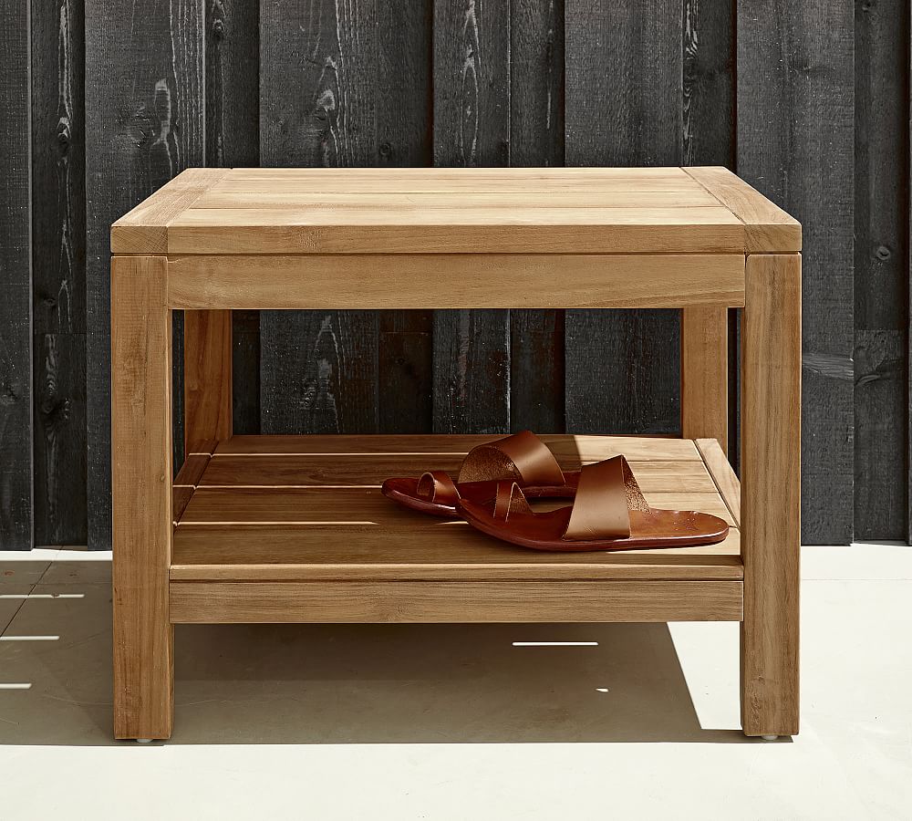 Teak Wood Outdoor Storage Bench | Pottery Barn