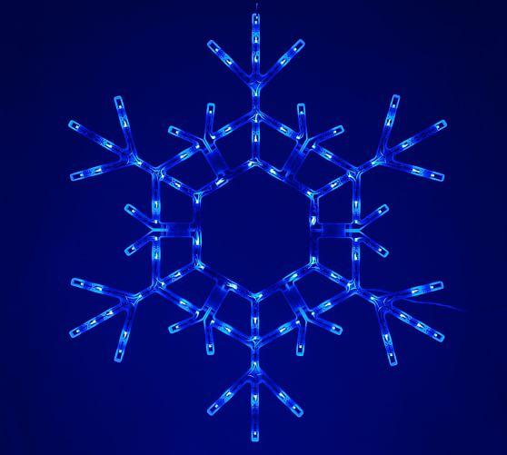 Lit Folding Snowflake With Blue Lights | Pottery Barn