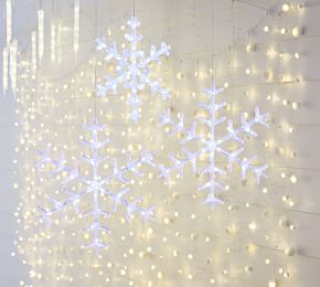 Lit Crystal Snowflakes - Set of 3 | Pottery Barn