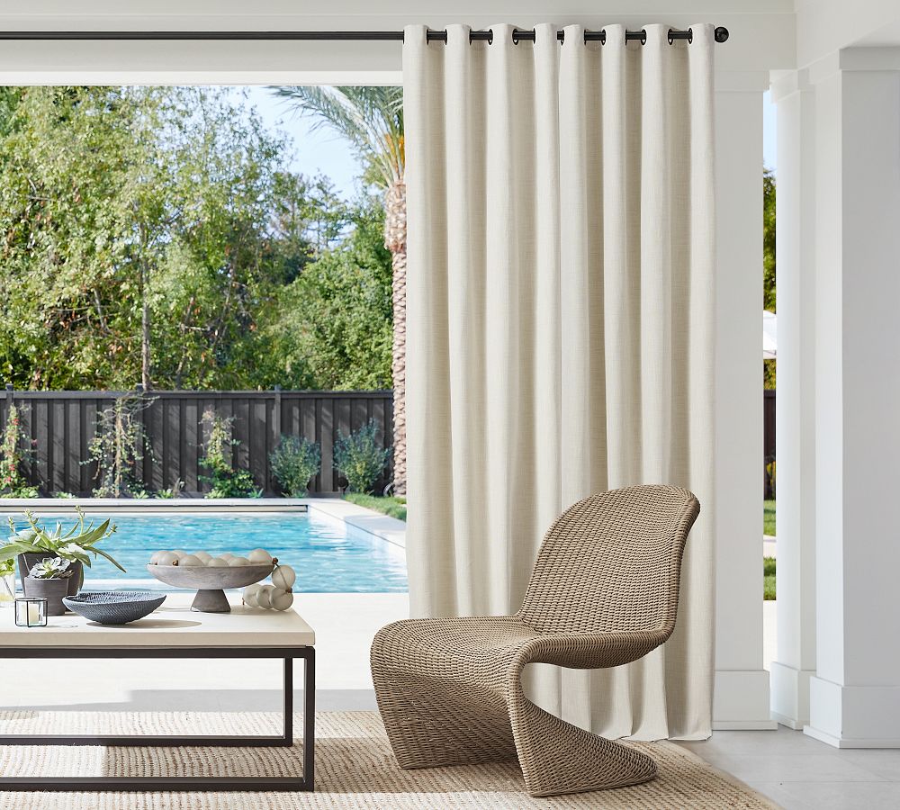 Outdoor Performance Slub Weave Curtain | Pottery Barn