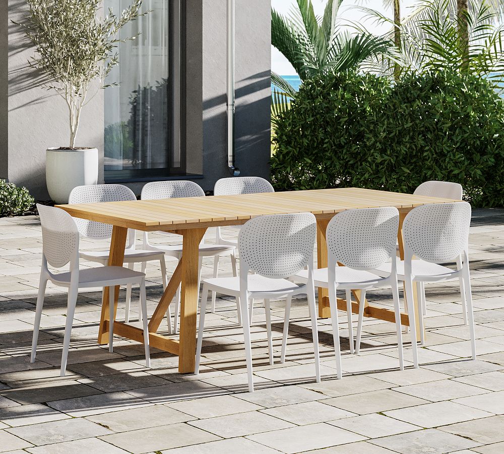 Anza 9-Piece Teak Reclaimed Wood Rectangular Dining Table Set | Pottery Barn
