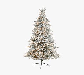Pre-Lit Flocked West Virginia Spruce Faux Christmas Tree | Pottery Barn