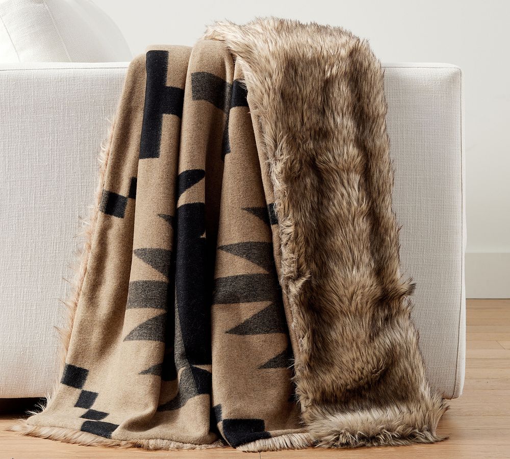 Pendleton Spider Rock Faux Fur Back Throw Blanket | Pottery Barn