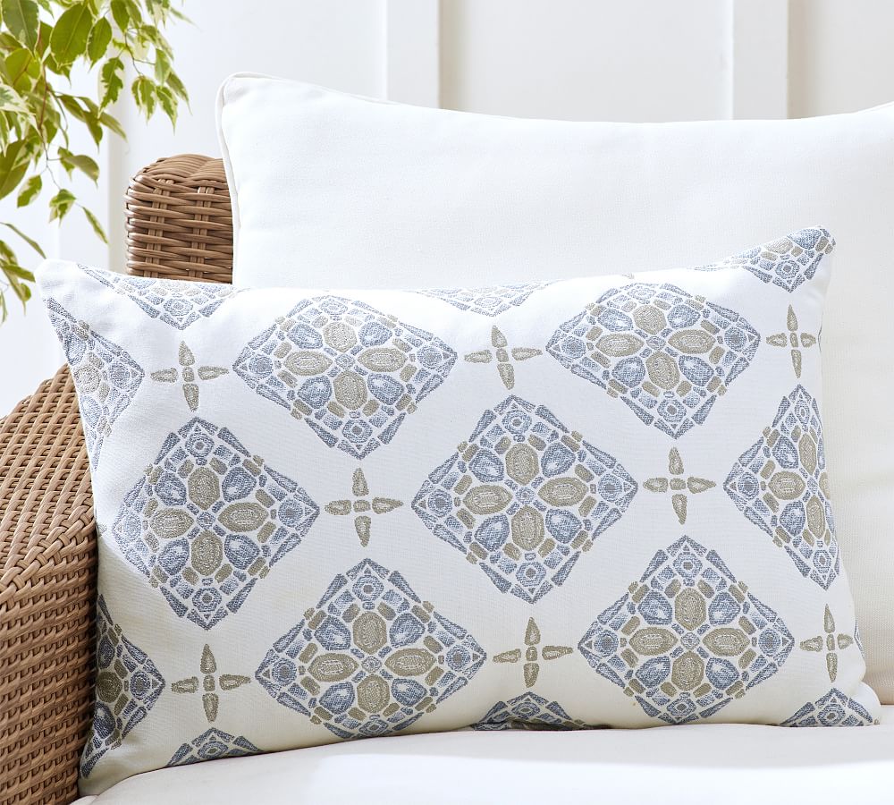 Sunbrella® Juno Medallion Outdoor Lumbar Pillow | Pottery Barn