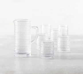 Jupiter Beaded Glass Pitcher with 6 Double Old Fashioned Glasses ...
