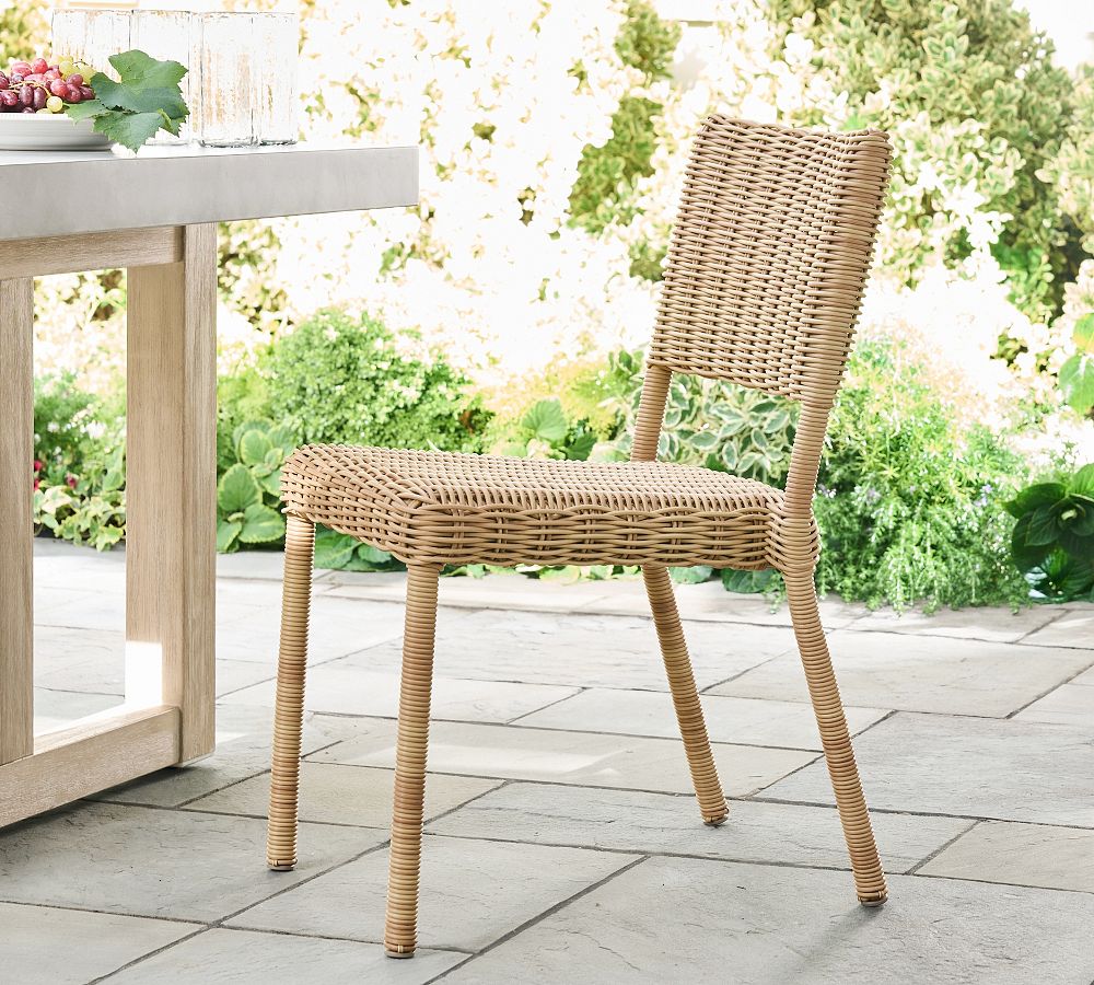 Huntington Wicker Stacking Outdoor Dining Chair Pottery Barn