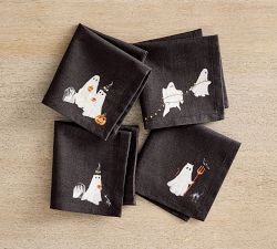 Scary Squad Organic Cotton Cocktail Napkins - Mixed Set of 4 | Pottery Barn