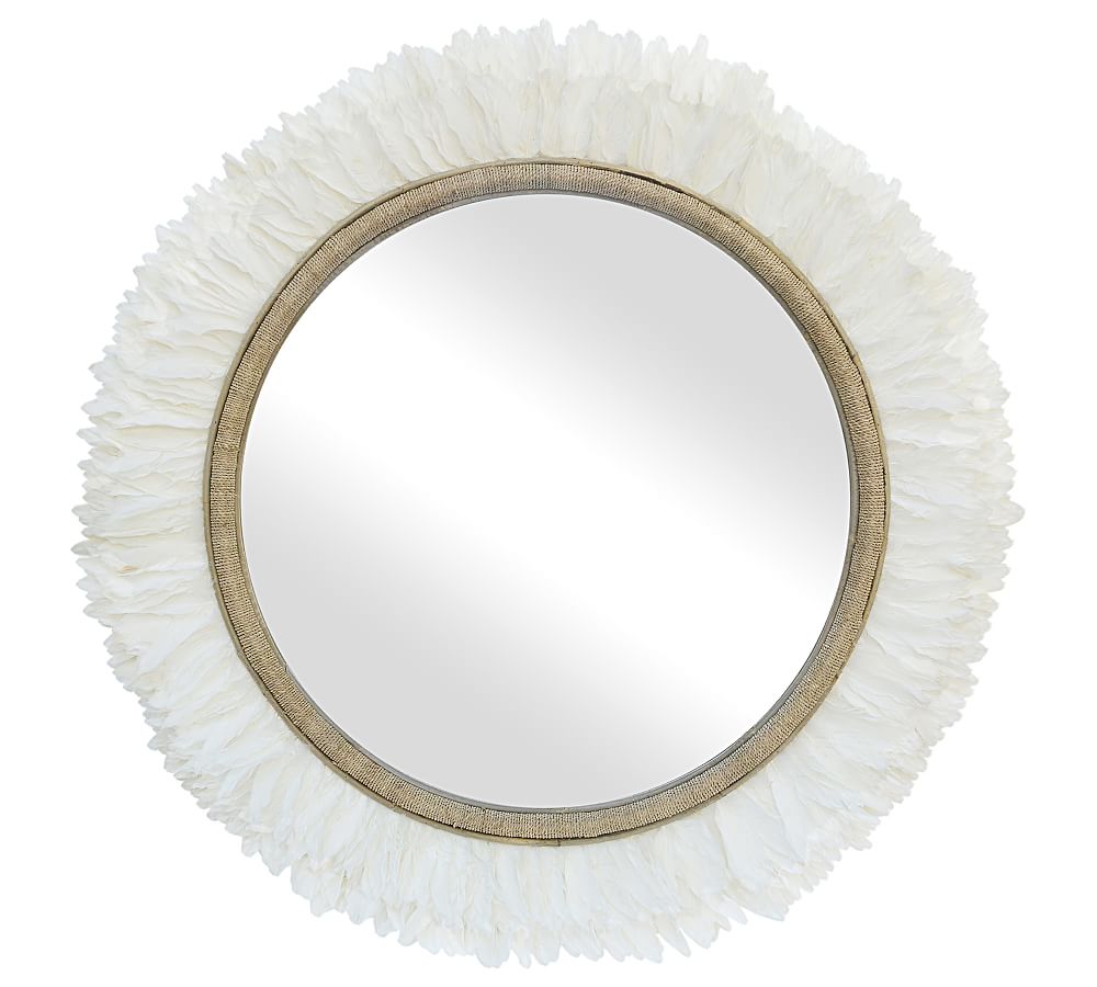 Penelope Round Feather & Jute Wall Mirror | Pottery Barn