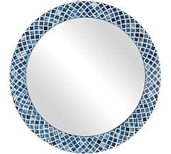 Phoenix Round Blue Bone Wall Mirror | Pottery Barn