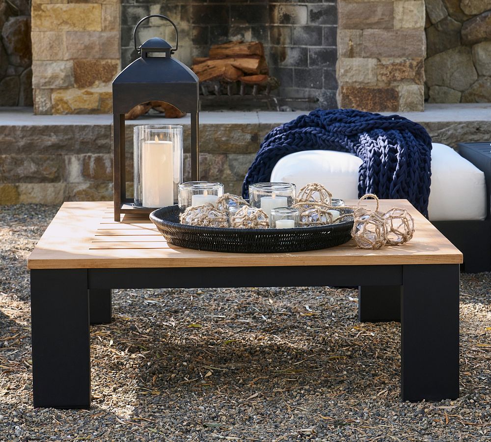 Malibu Metal & Teak Outdoor Coffee Table (45") | Pottery Barn