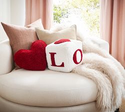 Cozy Teddy Faux Fur Love Shaped Pillow | Pottery Barn