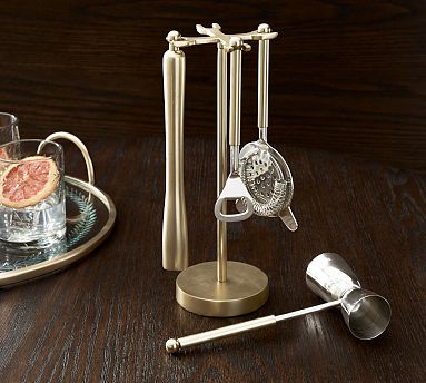 Zelda Etched 4-Piece Bar Tool Set | Pottery Barn