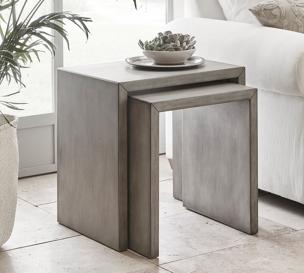 Byron Rectangular Waterfall Nesting End Table (18") | Pottery Barn