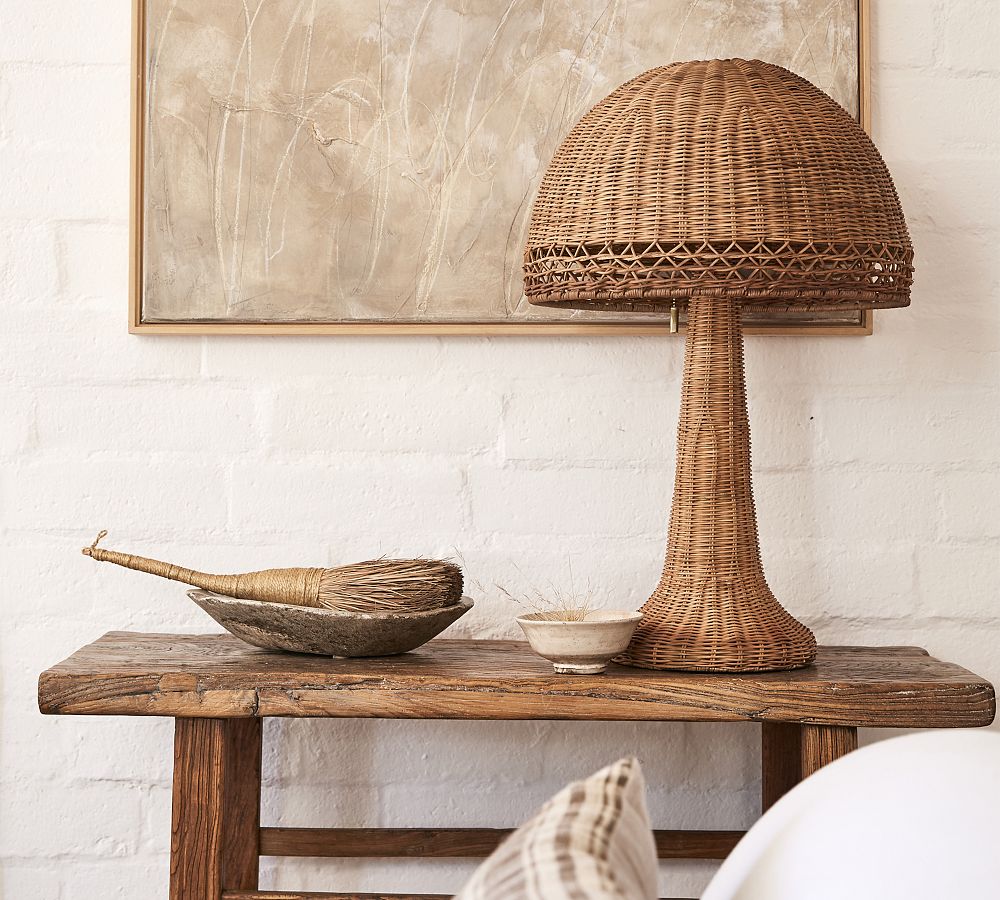 Augustus Round Rattan Table Lamp (28") | Pottery Barn