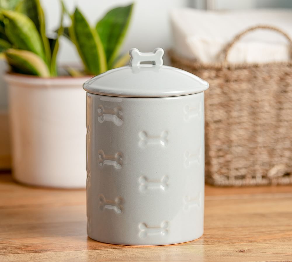 Classic Bone Treat Jar - Gray | Pottery Barn