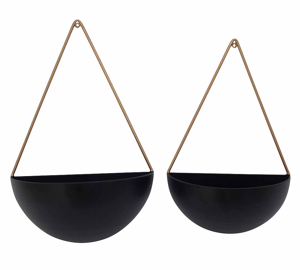 Arabella Half Sphere Hanging Wall Planters, Set of 2 - Black | Pottery Barn