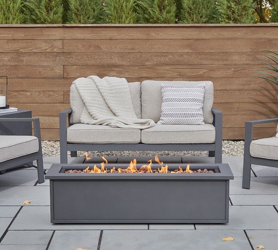 Jaclyn 48" Rectangle Propane Fire Pit Table with Cover | Pottery Barn