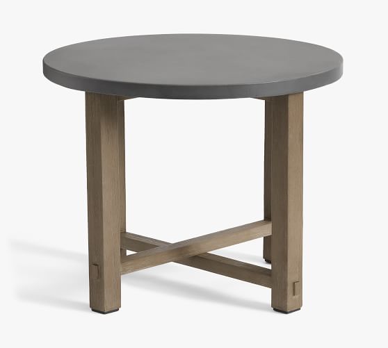 Abbott Indoor/Outdoor XL Concrete & Acacia Side Table (26") | Pottery Barn
