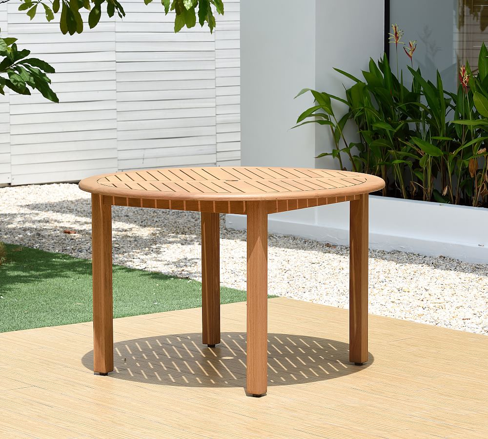 Chambly Eucalyptus Round Outdoor Dining Table | Pottery Barn