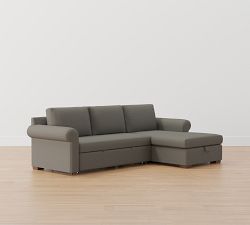 Shasta Roll Arm Trundle Sleeper Sofa with Storage Chaise (102 ...