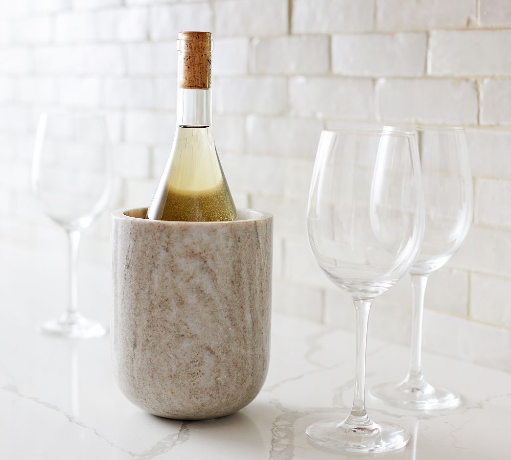 Handcrafted Beige Marble Wine Chiller | Pottery Barn