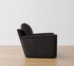 Tyler Square Arm Leather Swivel Chair | Pottery Barn