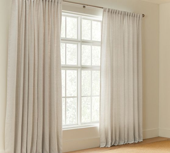 Custom Belgian Flax Linen Blackout Curtain - Flax | Pottery Barn