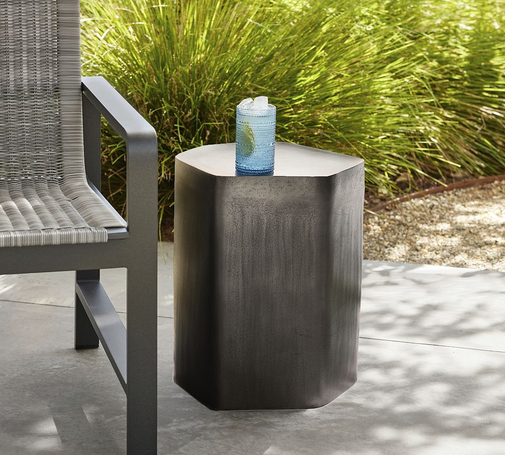 Open Box: Hex Metal Outdoor Accent Table | Pottery Barn